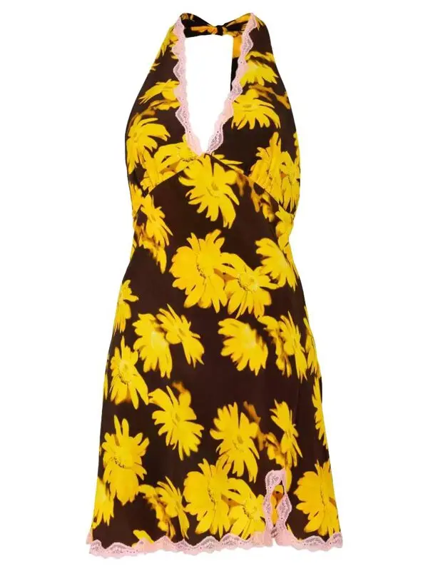 Staud Lucca Floral-print Mini Dress - Brown