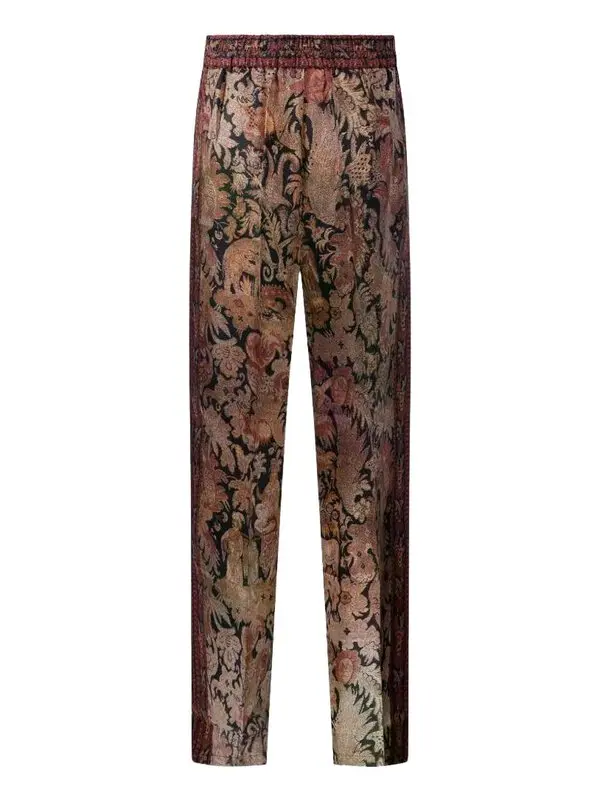 PIERRE-LOUIS MASCIA Paisley Print Pleated Trousers - Black