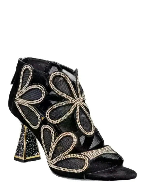 KAT MACONIE Embellished Floral Sandals - Black