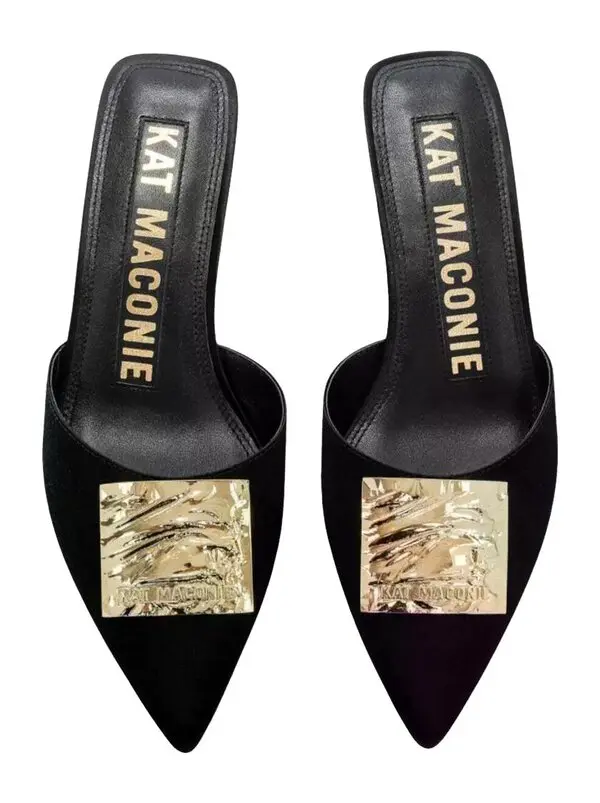 KAT MACONIE Rosemin Logo-plaque Pointed-toe Mules - Black
