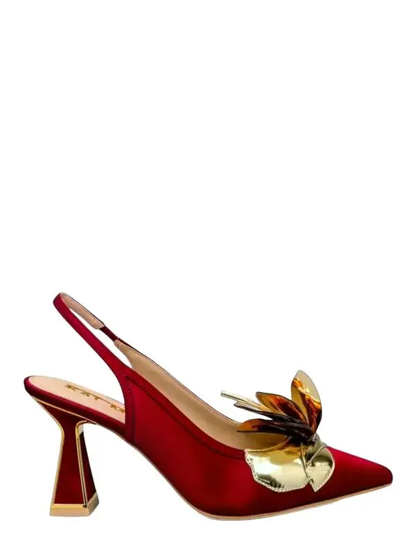 KAT MACONIE Floral Embellishment Mules - Red