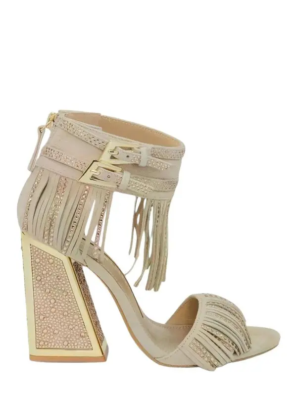 KAT MACONIE Shalini Embellished Fringed Sandals - Neutrals