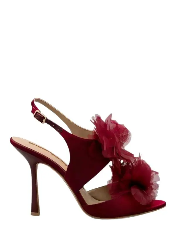KAT MACONIE Floral Embellishment Slingback Sandals - Red