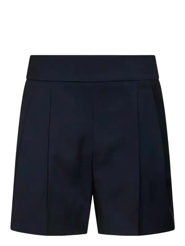 Max Mara Virgin Wool Pleated Shorts - Blue