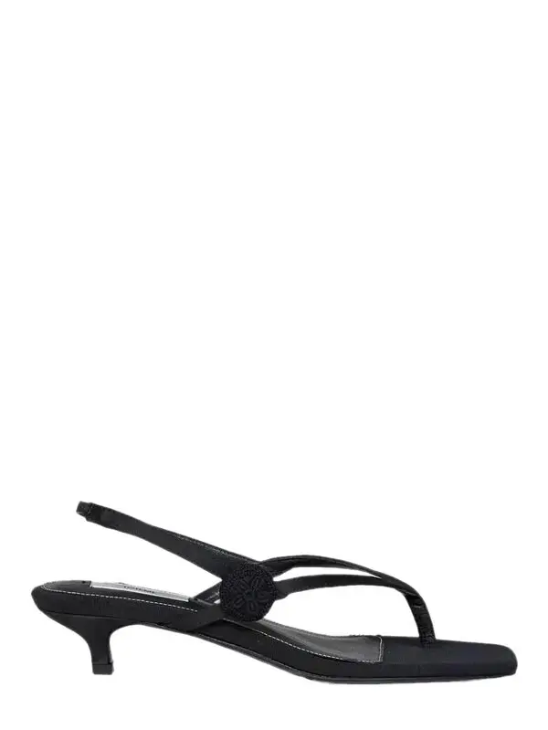 TOTEME Crochet-appliqué Thong Sandals - Black