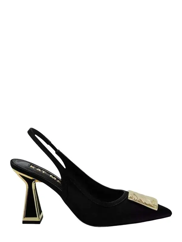 KAT MACONIE Logo Plaque Pointed-toe Slingback Pumps - Black