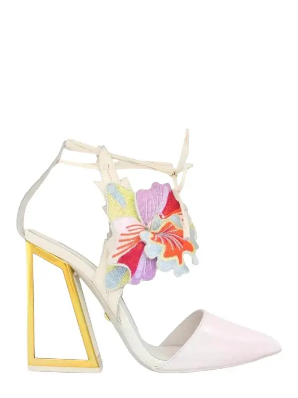 KAT MACONIE Amanza Floral-appliqué Lace-up Pumps - Neutrals