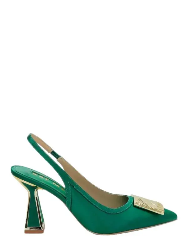 KAT MACONIE Slingback Pumps With Gold-tone Logo Plaque - Green