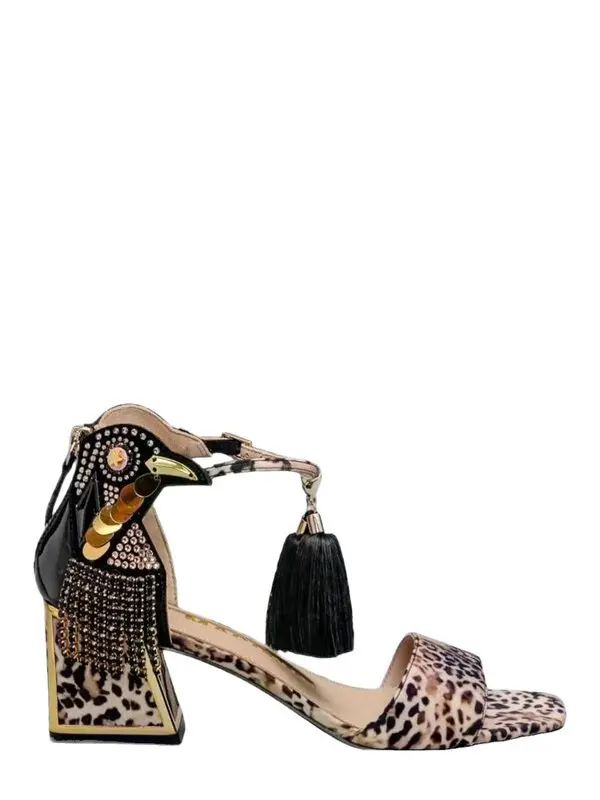 KAT MACONIE Leopard-print Embellished Sandals - Neutrals