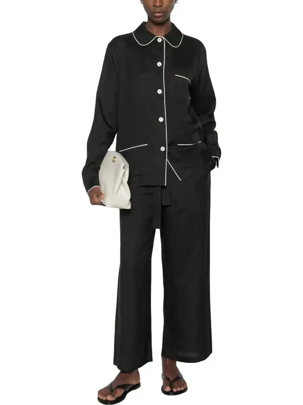 TOTEME Silk Piped Trousers - Black