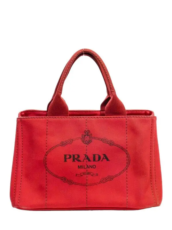 Prada Logo Print Tote Bag - Red