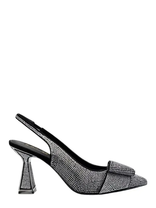 KAT MACONIE Embellished Pointed Toe Block Heel Mules - Silver
