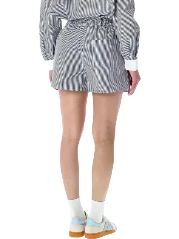 SPORTY & RICH Vertical Stripe Elasticated Waist Shorts - Blue