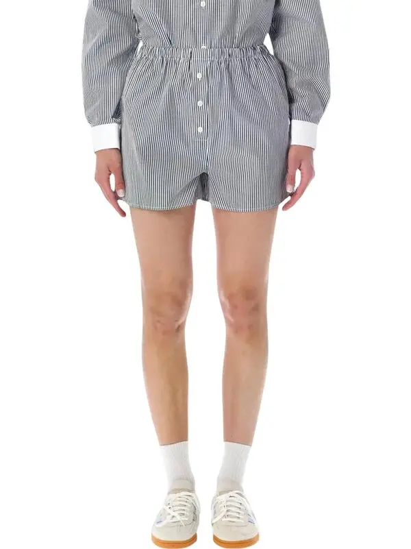SPORTY & RICH Vertical Stripe Elasticated Waist Shorts - Blue