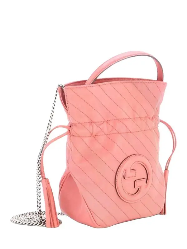 Gucci Blondie Nm Diagonal Quilted Leather Mini Bucket Bag - Pink