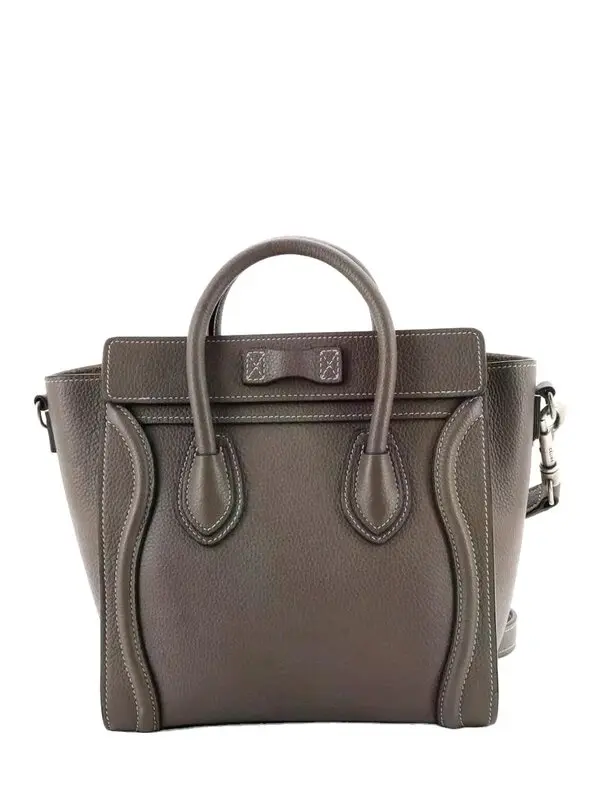 Celine Luggage Nano Crossbody Bag In Grainy Leather - Grey