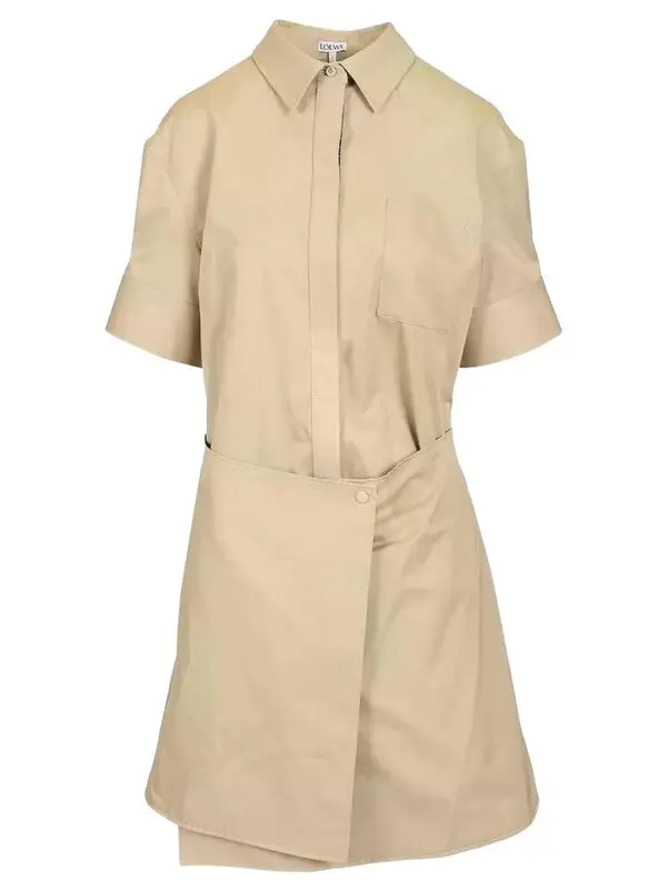 Loewe Check-trim Wrap Mini Dress - Neutrals