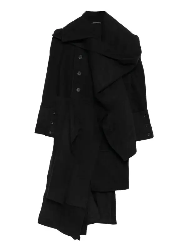 Yohji Yamamoto Draped-collar Coat - Black