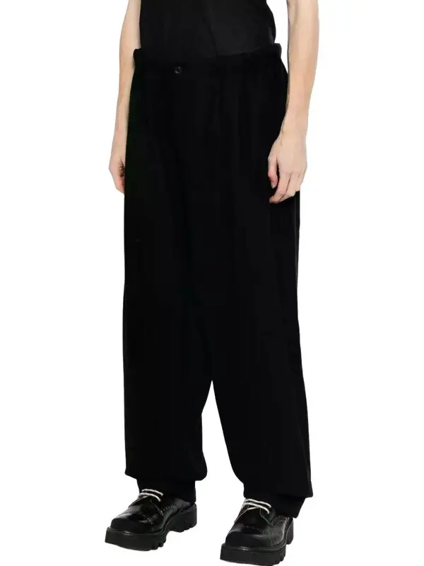 Yohji Yamamoto Flannel Trousers With Side Dart Detailing - Black