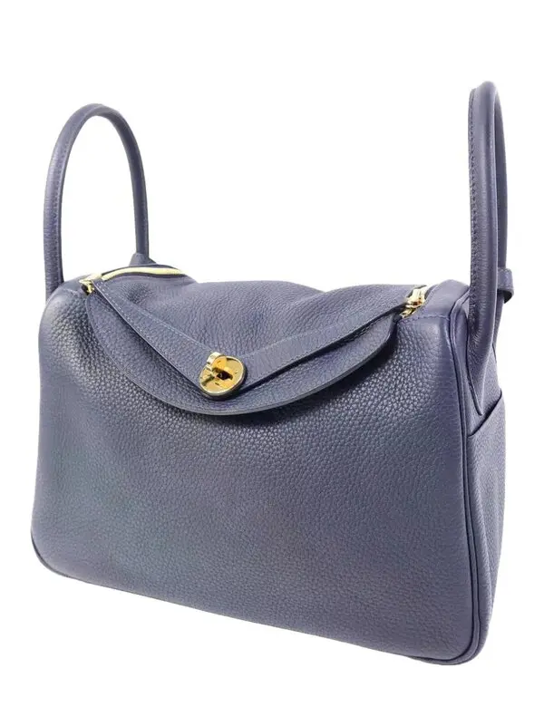 Hermès Lindy 30 Leather Tote Bag - Blue