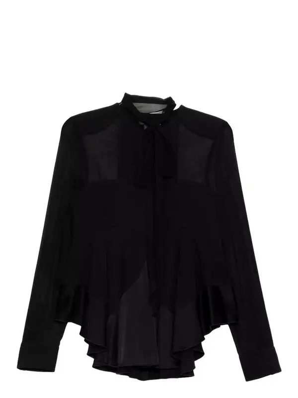 Antonio Berardi Semi-sheer Paneled Pussy-bow Blouse - Black