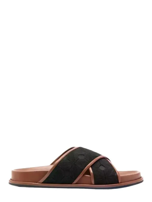 Max Mara Monogram Pattern Crossover Strap Sandals - Black