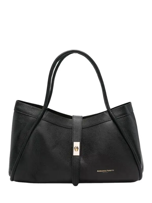 ADRIANNA FERETTI Pebbled Leather Tote Bag - Black