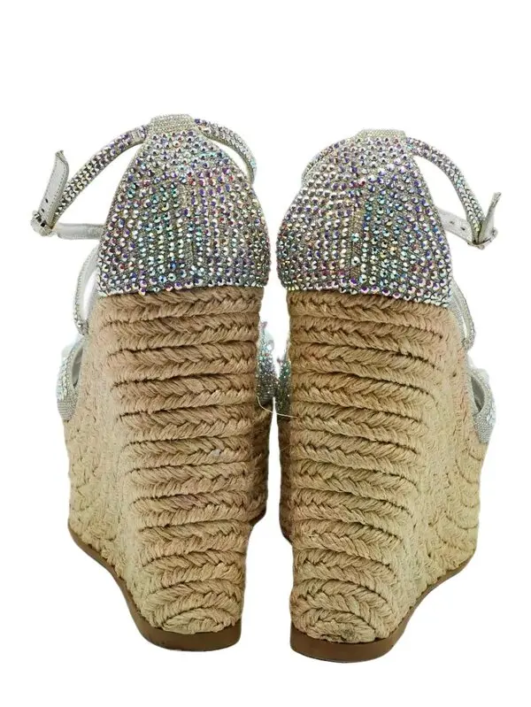 LE SILLA Crystal-embellished Espadrille Wedge Sandals - Silver