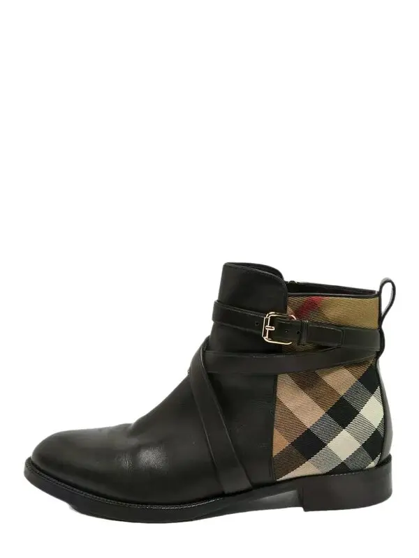 Burberry Checked Ankle Boots - Black