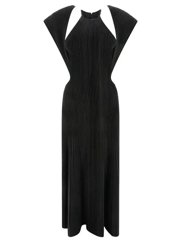 Chloé Ribbed Cut-out Maxi Dress - Black