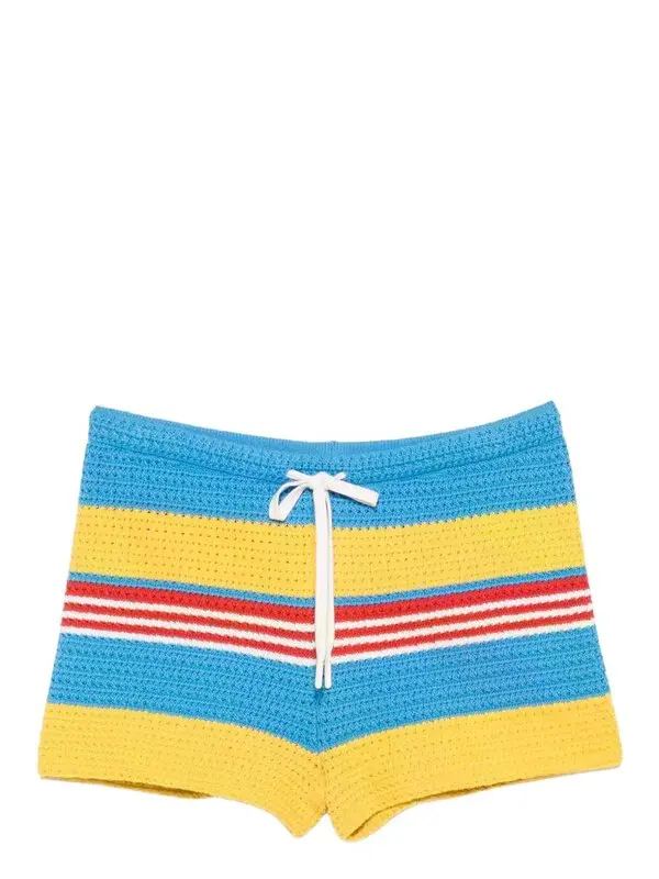 Posse Tammy Striped Crochet Shorts - Blue