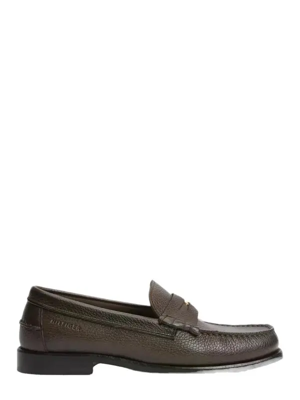 Tommy Hilfiger Grainy Leather Penny Loafers - Brown