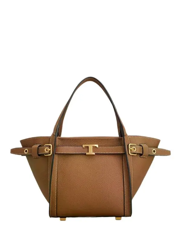 TOD'S Timeless Buckled Leather Shoulder Bag - Neutrals