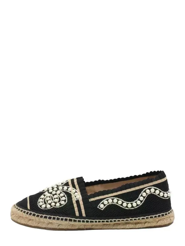 Fendi Pearl Embellished Espadrilles - Black