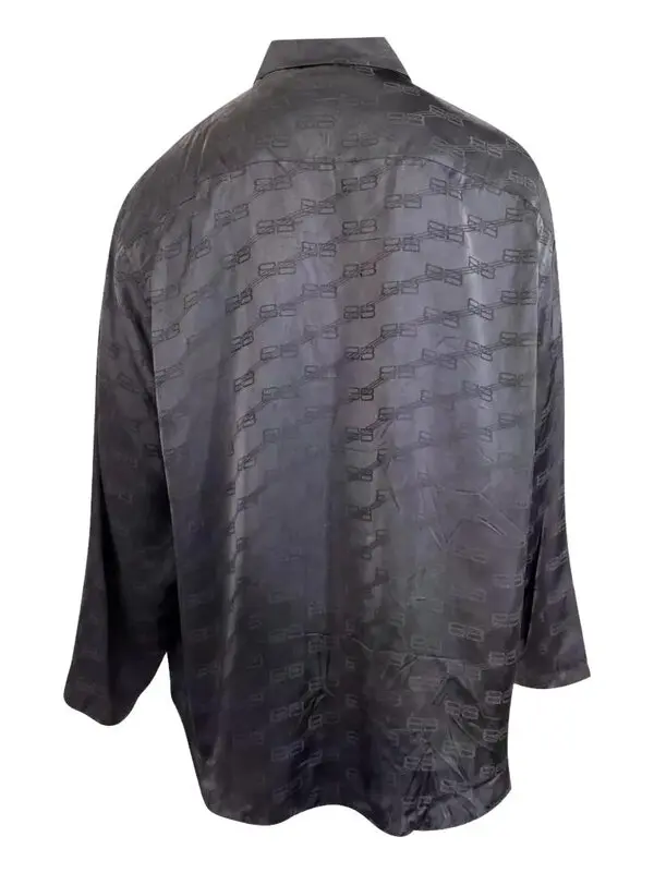 Balenciaga Logo-print Silk Long-sleeve Shirt - Black