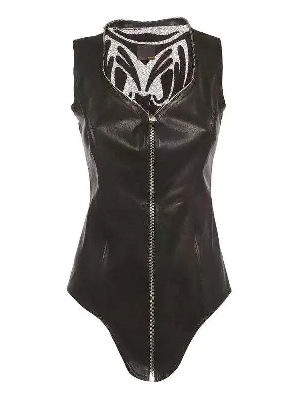 Fendi Sleeveless Zip-up Top - Black