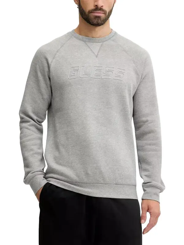 Guess Logo-embossed Raglan-sleeve Sweater - Grey