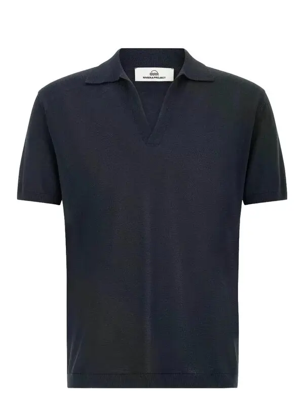 RIVIERA Open Collar Polo Shirt - Blue