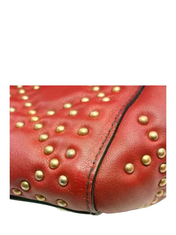 Dior Lambskin Cannage Studded Satchel - Red