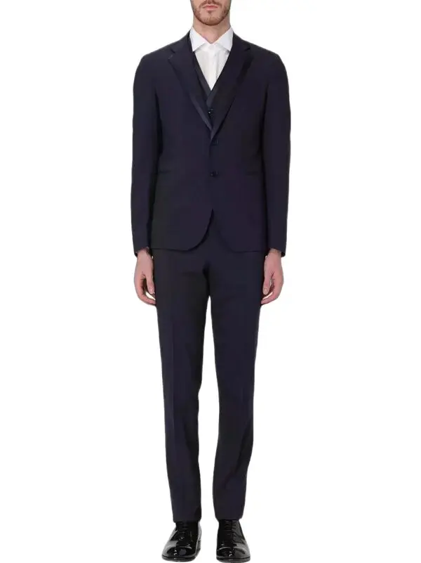 Brian Dales Satin-trim Three-piece Suit - Blue