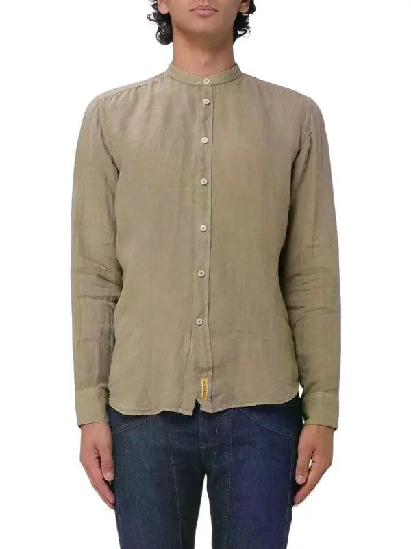 B.D.BAGGIES Band-collar Cotton Shirt - Brown