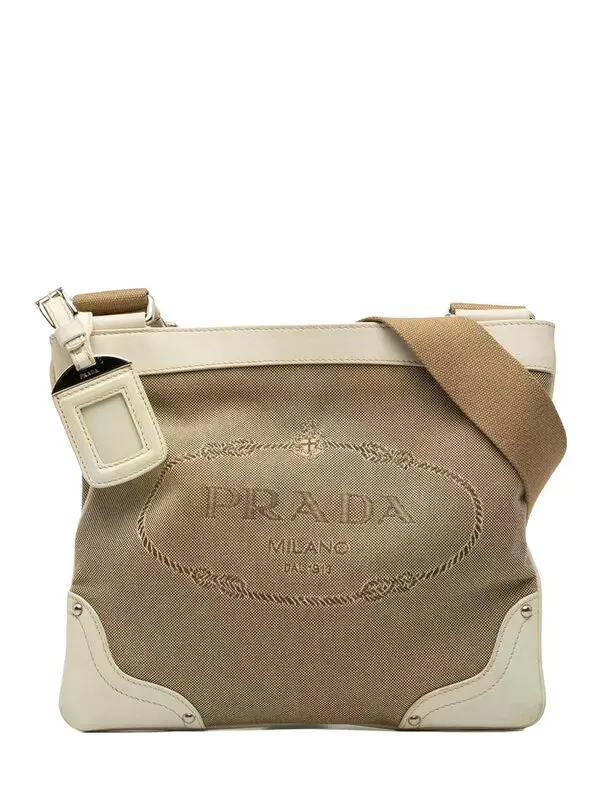Prada 2010-2026 Canvas Canapa Logo Crossbody Bag - Neutrals