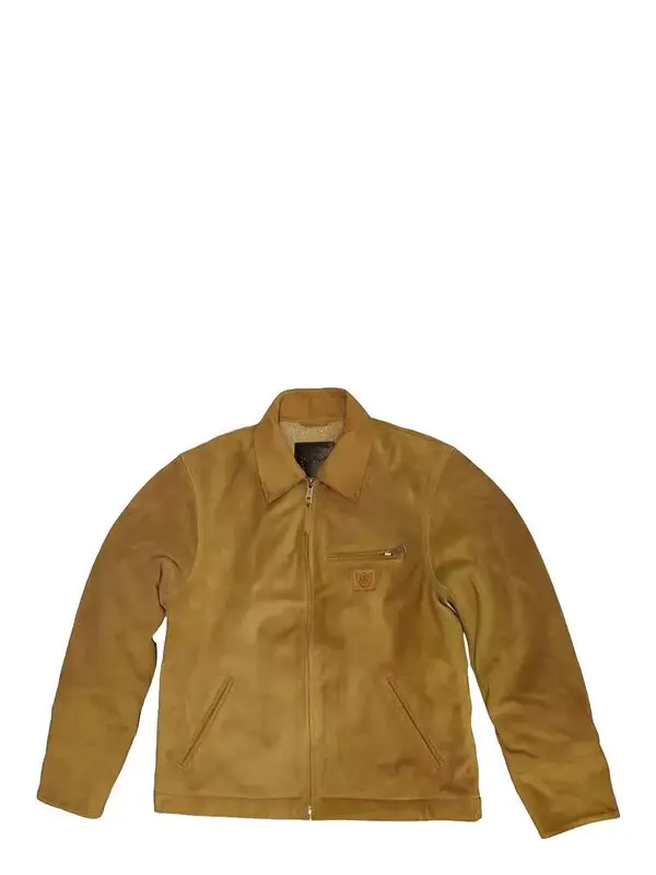 HTC LOS ANGELES Terry Logo-patch Suede Jacket - Neutrals