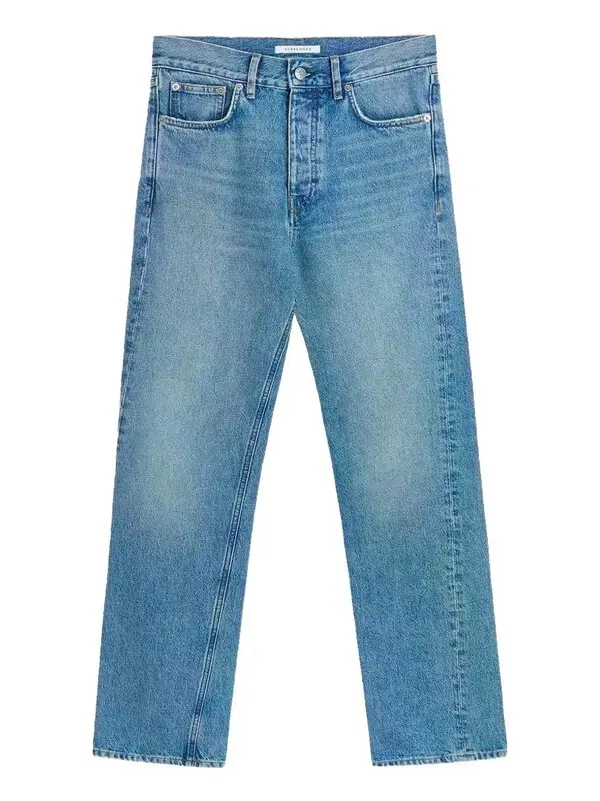 SUNFLOWER Straight Twist Logo-patch Jeans - Blue