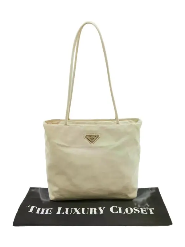 Prada Logo-plaque Shopper Tote Bag - Neutrals