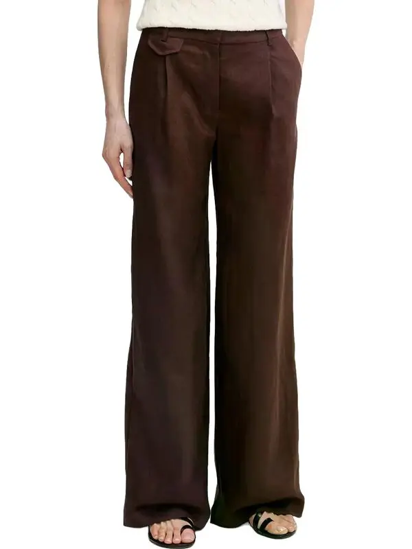 Bardot Geordy Pleated Wide-leg Trousers - Brown