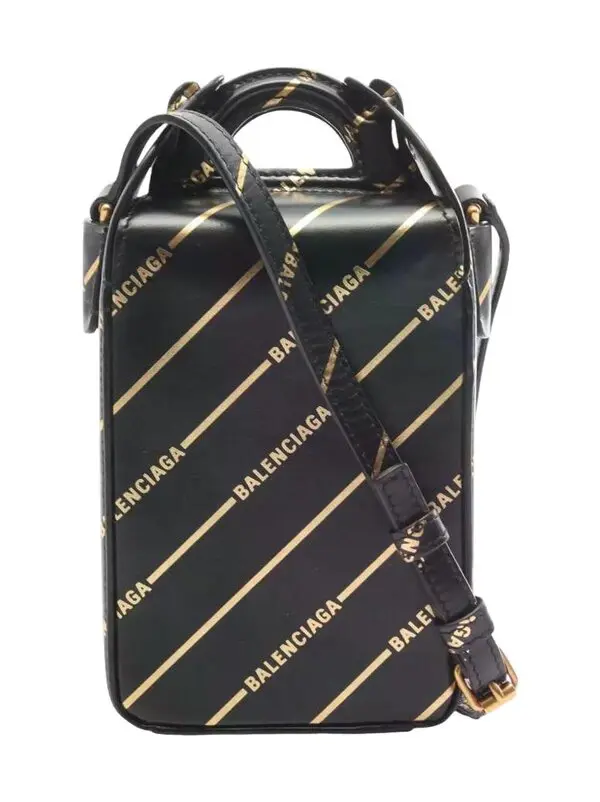 Balenciaga Leather Logo Box Satchel - Black