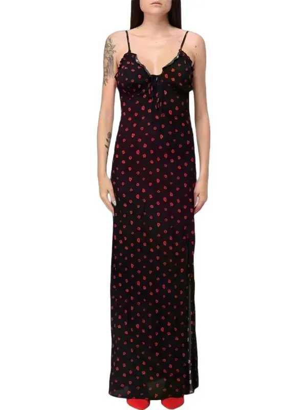 MAR DE MARGARITAS Floral Print Ruffled Maxi Dress - Black