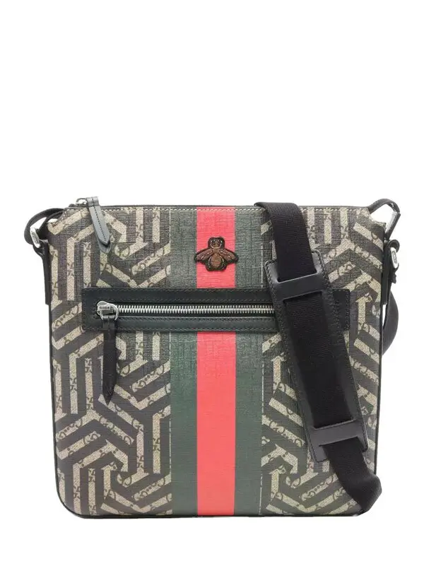 Gucci Gg Supreme Caleido Web Bee Crossbody Bag - Brown