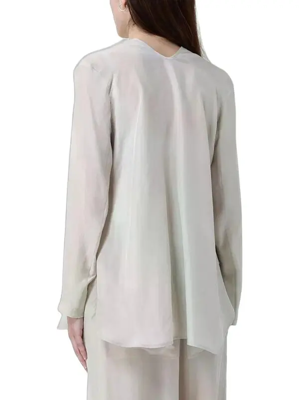 Ter Et Bantine V-neck Long-sleeve Silk Blouse - Neutrals